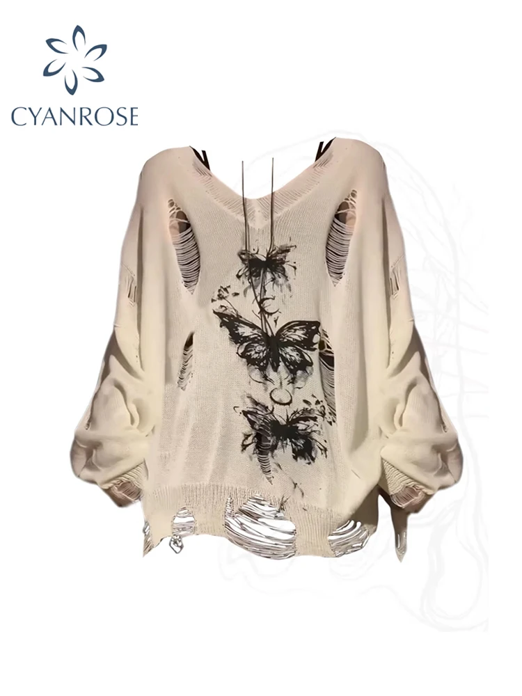 Camiseta-rasgada-para-mujer-camiseta-rasgada-Harajuku-coreana-Y2k-Top ...