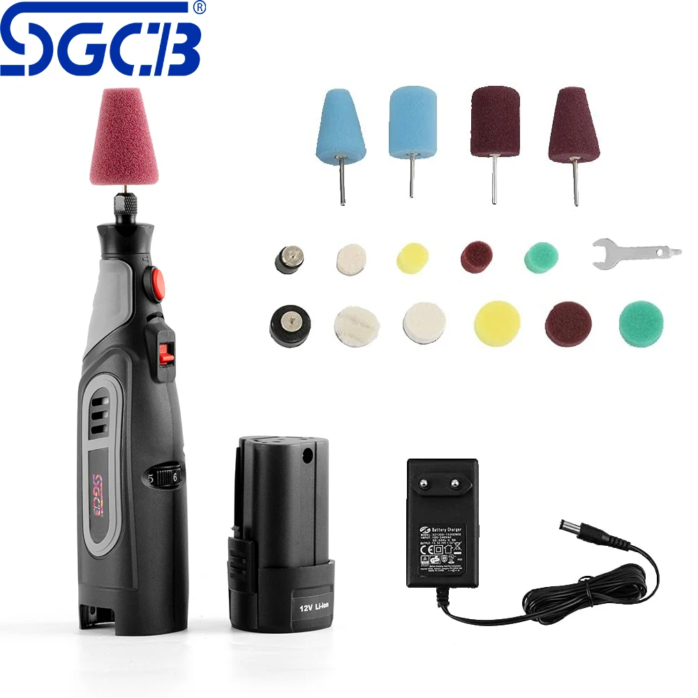 Sgcb 20pcs Mini Detail Polisher Kit Cordless Rotary Tool 12v Li-ion ...