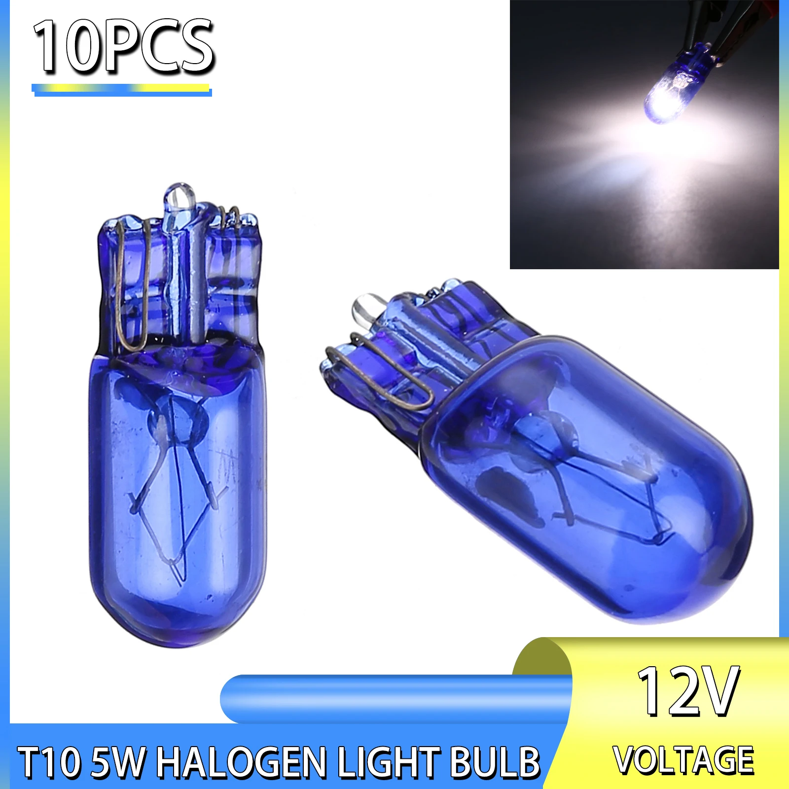 10pcs Car T10 Halogen w5w 168 Wedges 12V 5W Xexon Signal Lamp Super ...