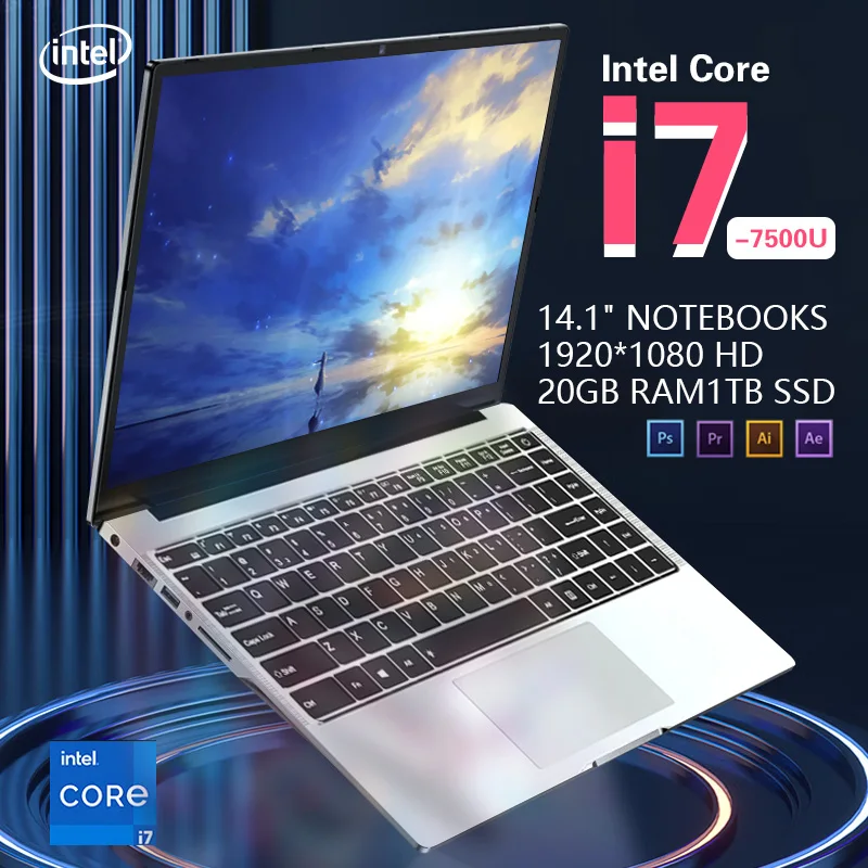 Ultra Slim Laptop Intel Core i7-7500U Portable laptops 1920*1080 14.1 ...