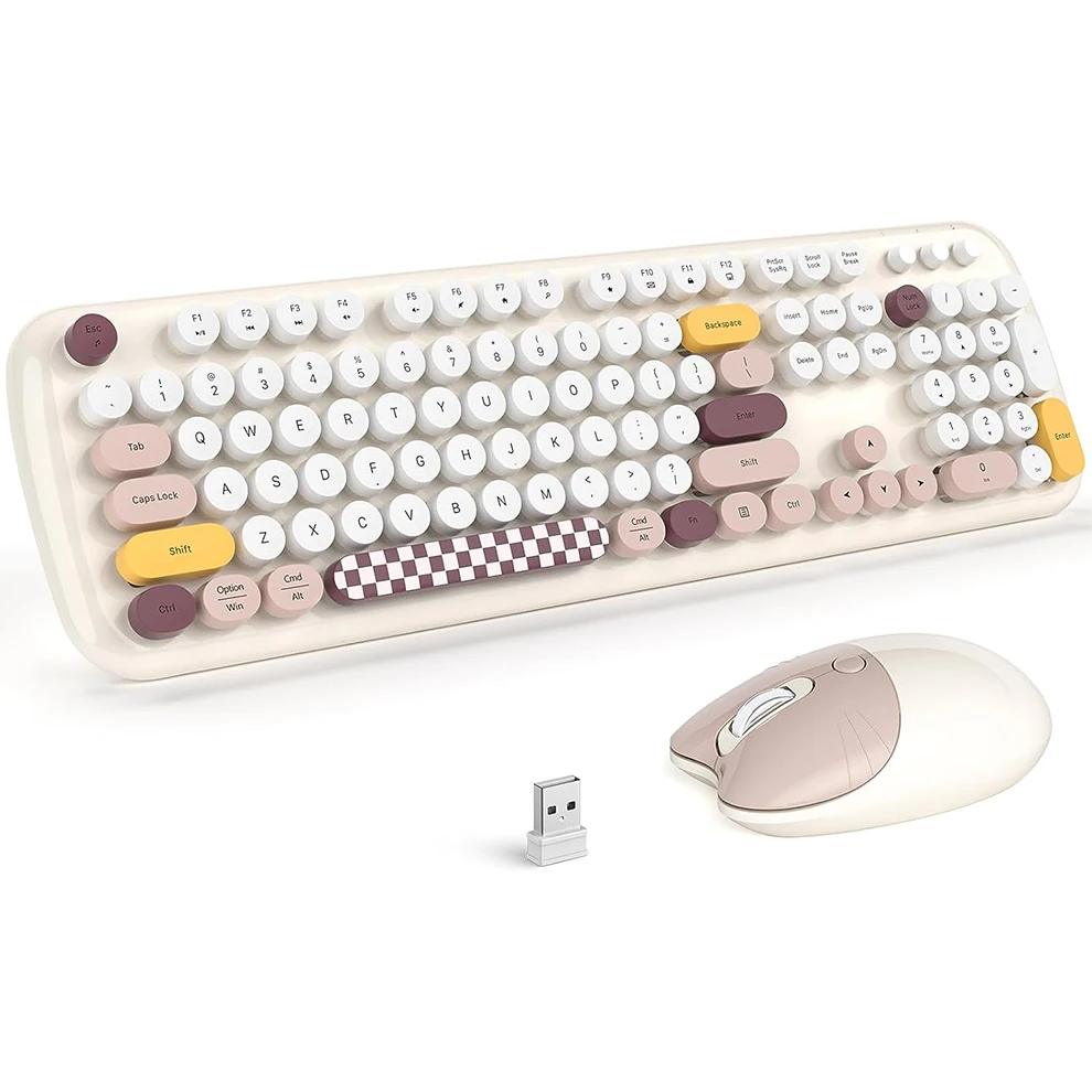 MOFII Wireless Retro Full-Size Typewriter Keyboard And Mouse Combo