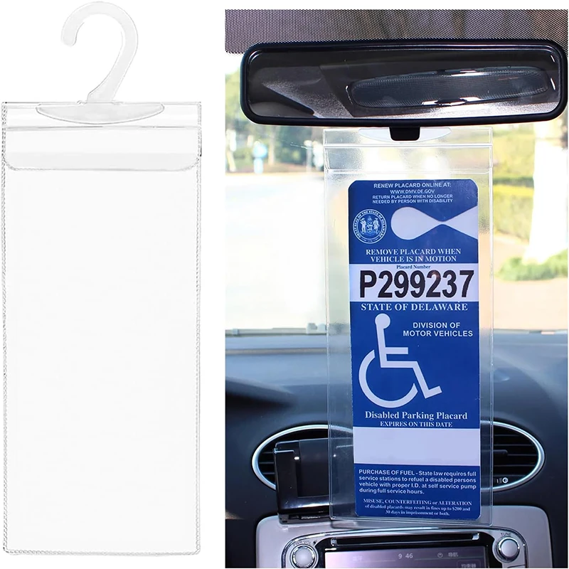 Disabled-Slogan-Tag-Hook-Bag-Transparent-PVC-Parking-Parking-Storage ...