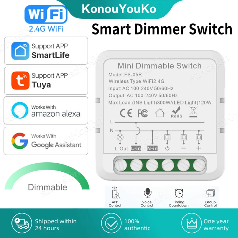 Módulo de interruptor inteligente con WiFi para el hogar, atenuador de ...