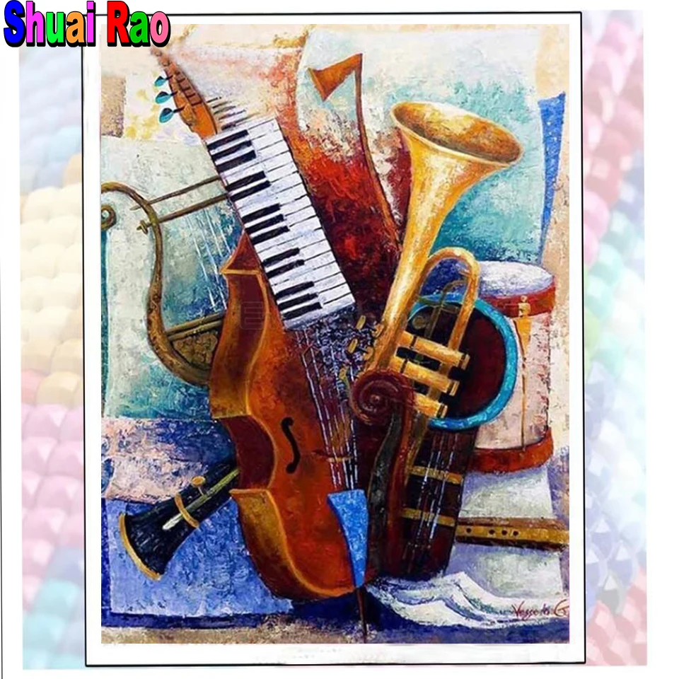5D Home Decor Diamond Painting Violin Musical Notes Sheet Music Picture ...