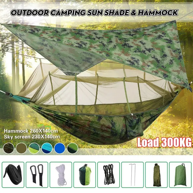 Tent-Awning-Rain-Fly-Tarp-Waterproof-Mosquito-Net-Hammock-Canopy-210T ...