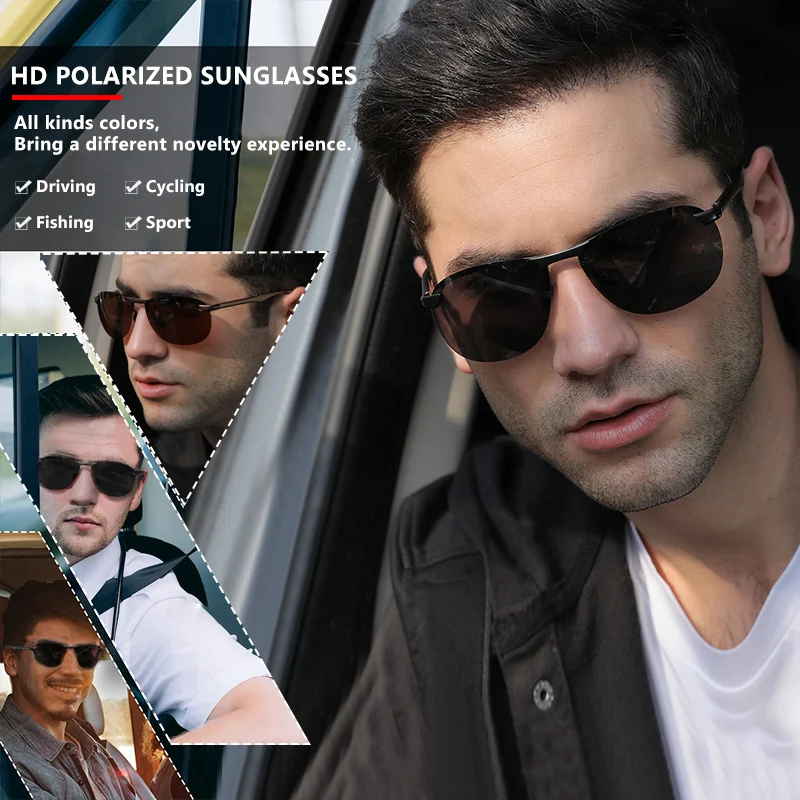 Randlose Photochrome Sonnenbrille – für Männer Polarisierte Sonnenbrille Aluminium – Spargut