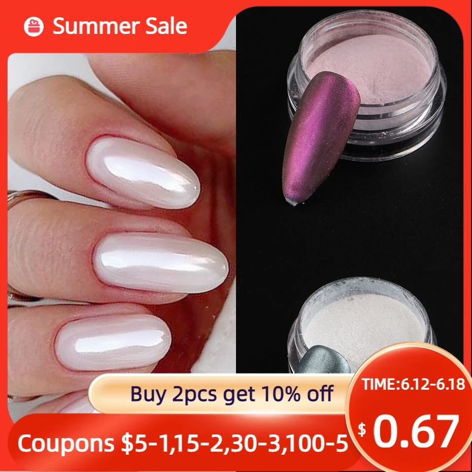 1 Box Aurora Nail Fairy Powder Pigment Pearl White Rubbing on Nail Art ...