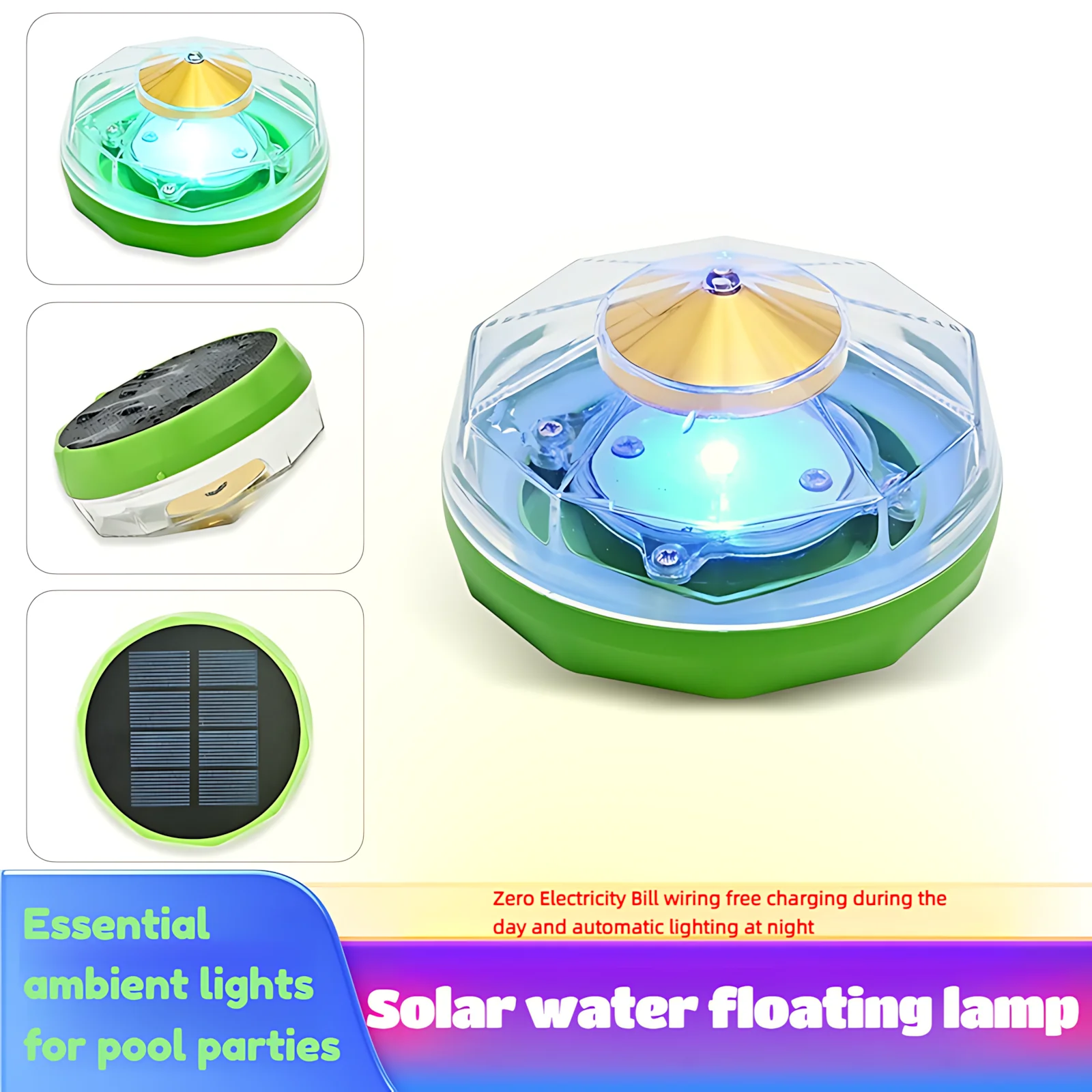 Led Solar Floating Lamp Swimming Pool Ball Wireless Solar Panel Powered ...