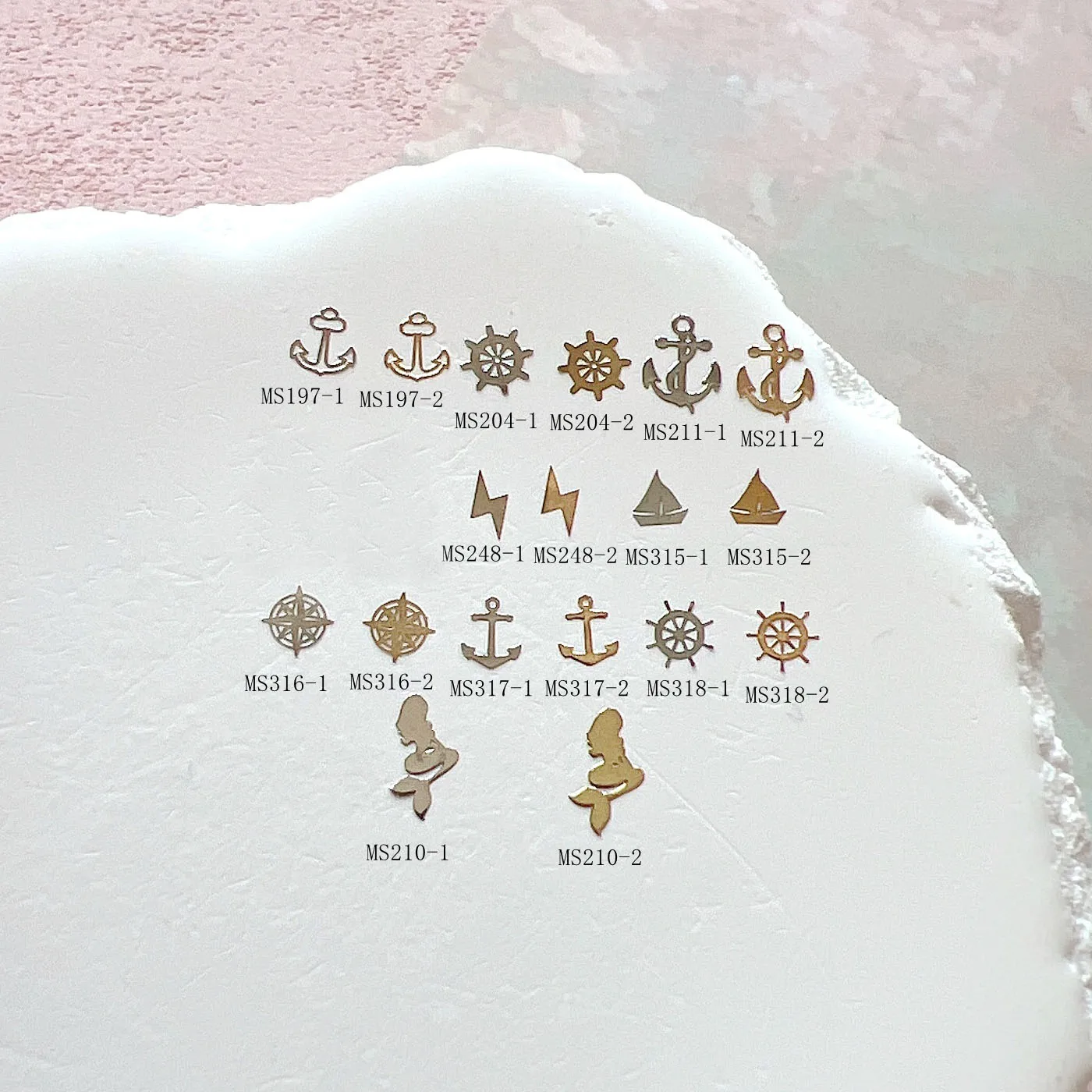 100pcs/bag Gold/Silver Flash Ship Anchor non-adhesive Soft Metal ...