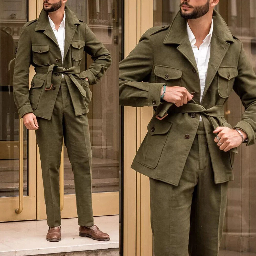 Green Wool Hunting Coat (With Belt) Vintage Hunting Slim Jacket Coat ...