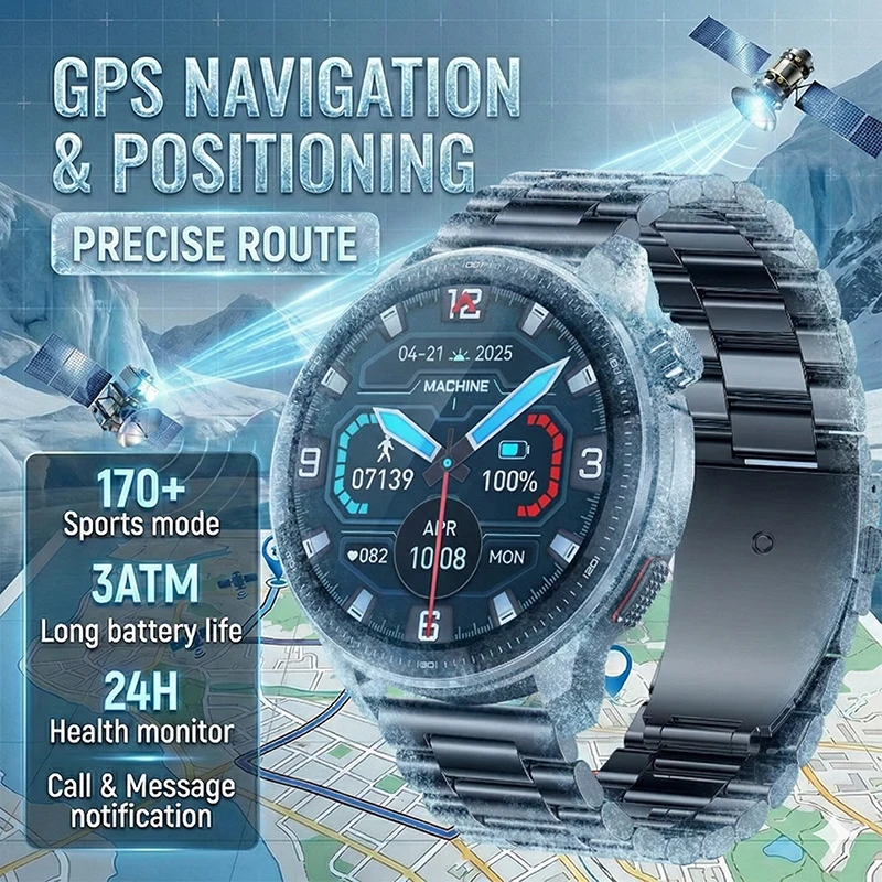 New GUHUAVMI 4GB Memory GPS Sports Smart Watch Offline Map 1.43" AMOLED ...