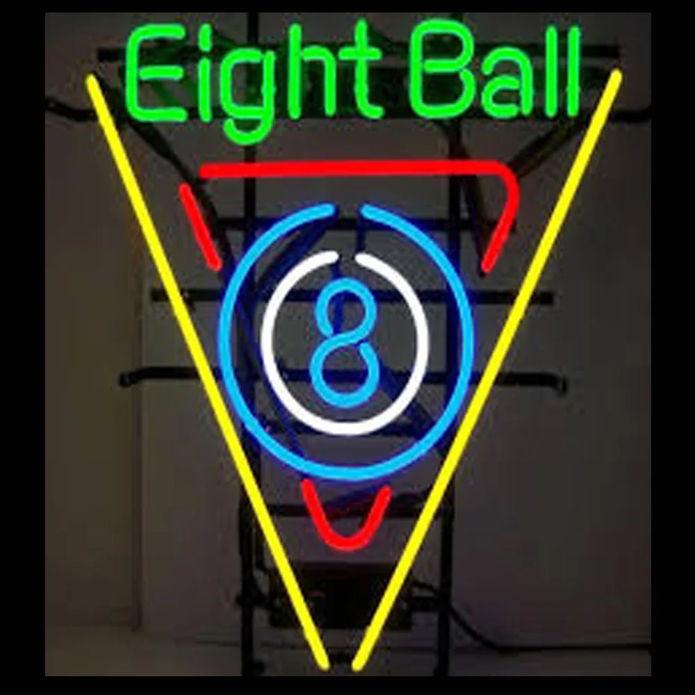 Billiards Eight Ball Neon Light Sign Handmade Custom Real Glass Tube ...