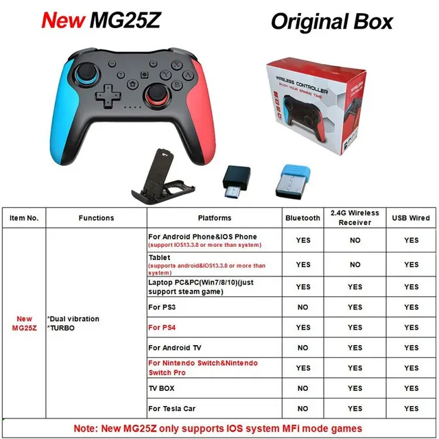 YLW-mando inalámbrico MG25Z, Gamepad con Bluetooth para Nintendo Switch, PC, PS3, Joystick de ...