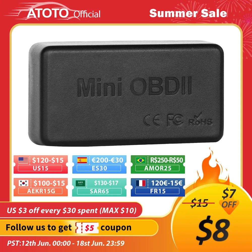 ATOTO escáner OBD2 Bluetooth para Android/IOS, herramienta de ...