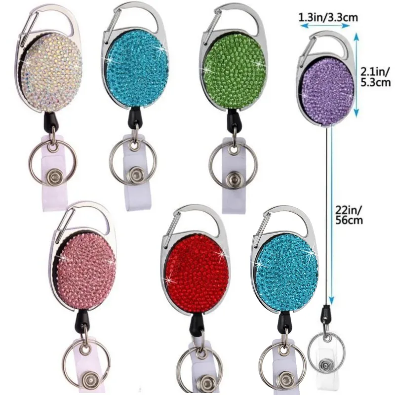 1-2pcs-Sparkle-Retractable-Crystal-ID-Name-BadgeHolderBling-Work-Card ...