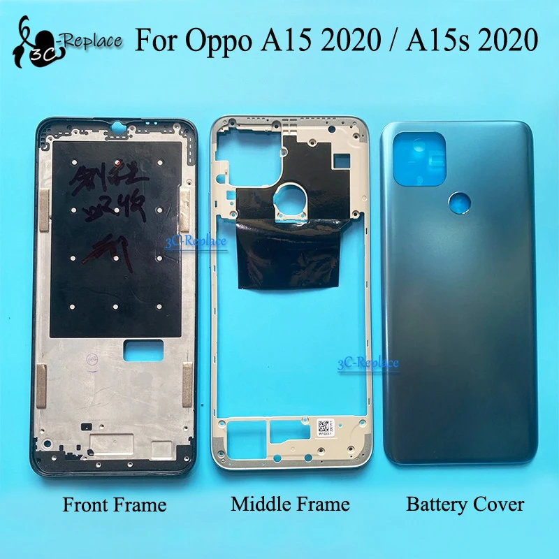 For-Oppo-A15-2020-CPH2185-A15s-CPH2179-LCD-Faceplate-Frame-Front-Middle ...
