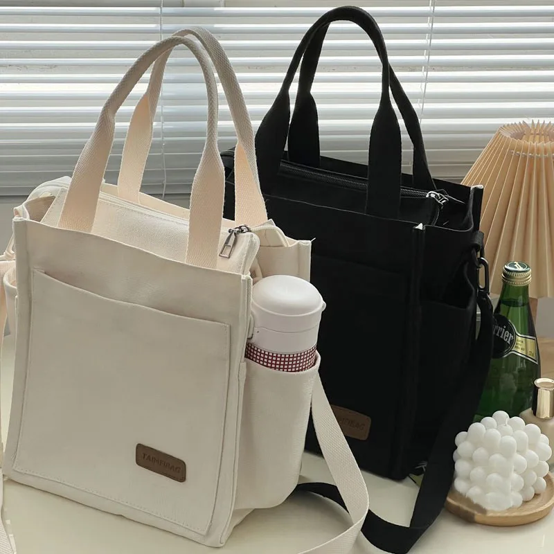 Multi Pocket Canvas Handbag Women | Multi Pocket Large Capacity Bag ...