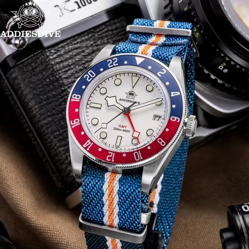 ADDIESDIVE-NEW-Business-GMT-Quartz-Watches-Bubble-Mirror-Glass-Super ...
