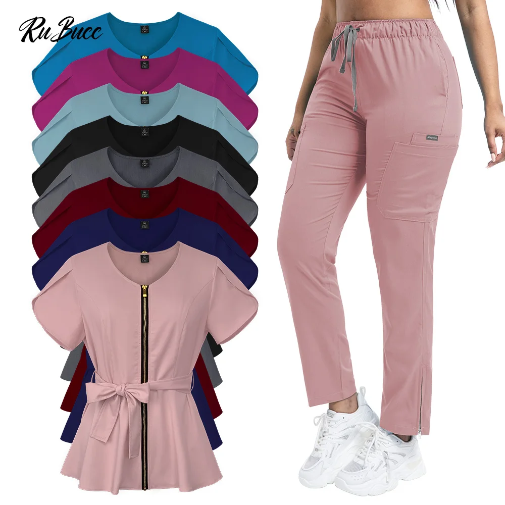 Scrubs Uniform Women Multi-Color Spandex Polyester Rayon Surgical ...