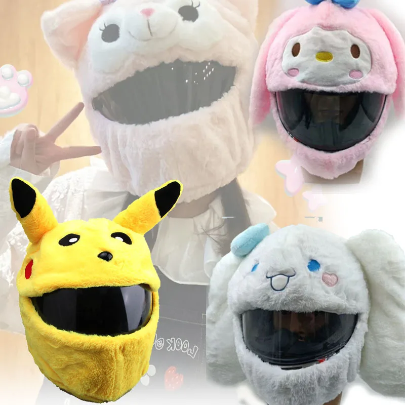 Kawaii-Pokemon-Pikachu-Sanrio-Helmet-Plush-Cover-Cartoon-Full-Face ...