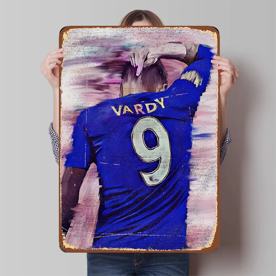 Jamie Vardy Number 9 Jersey Back View Football Star Metal Wall Art for ...