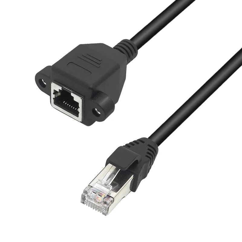 15CM-RJ45-Short-Cable-Male-To-Female-Screw-Panel-Mount-Ethernet-LAN ...
