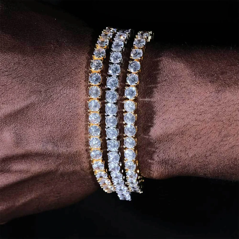 Cubic-Zirconia-Crystal-Tennis-Braceletes-para-homens-e-mulheres ...
