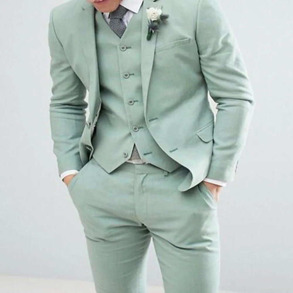 2023 traje homme luz verde dois botões ternos masculinos 3 pçs ...