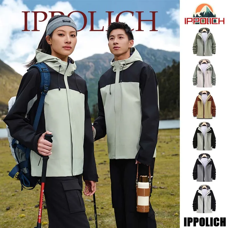 Hiking Jacket Men Waterproof Windproof Hooded Coat Women Fabric Wear ...
