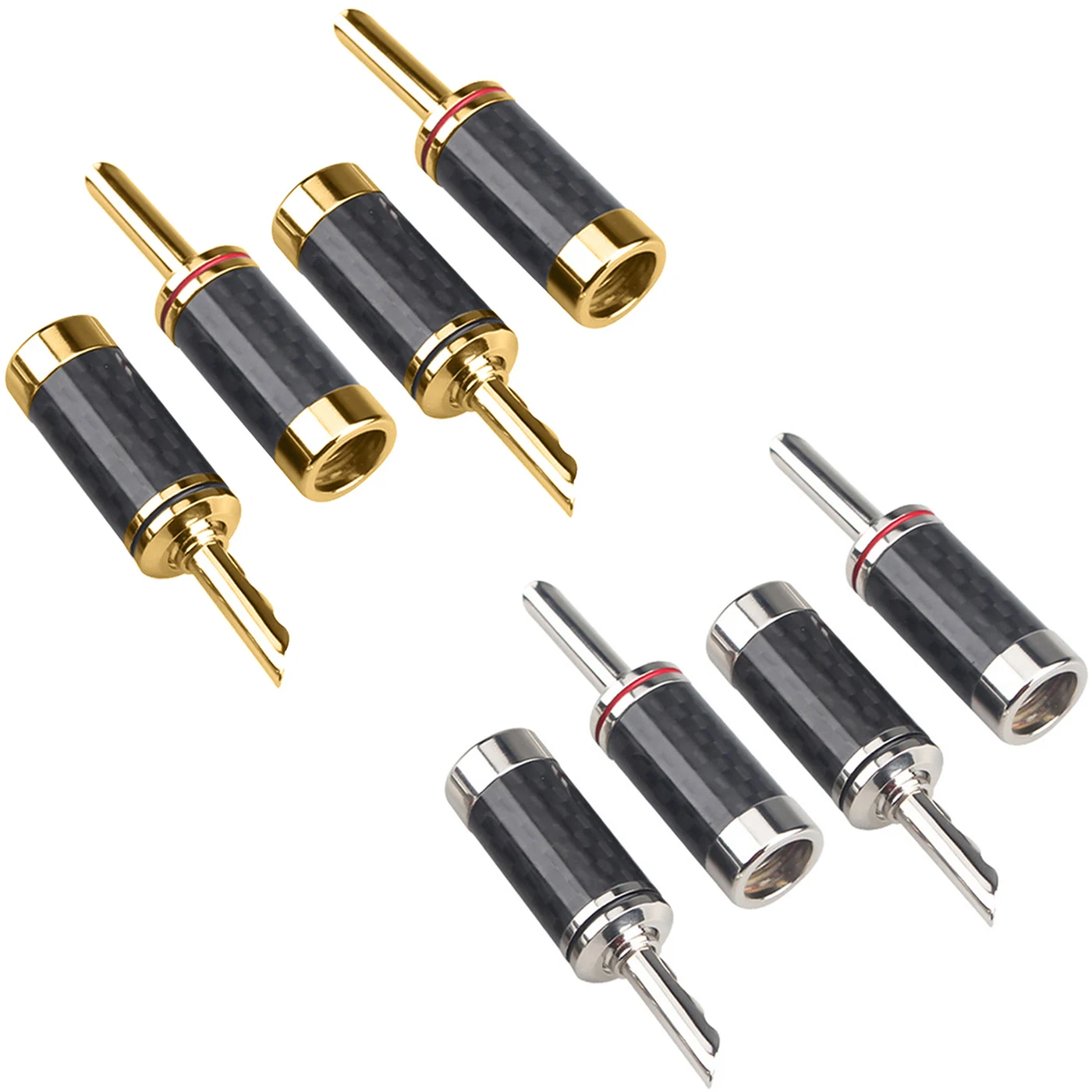 High-Quality-8-Pcs-Hifi-BFA-Gold-Rhodium-plated-banana-plug-Carbon ...