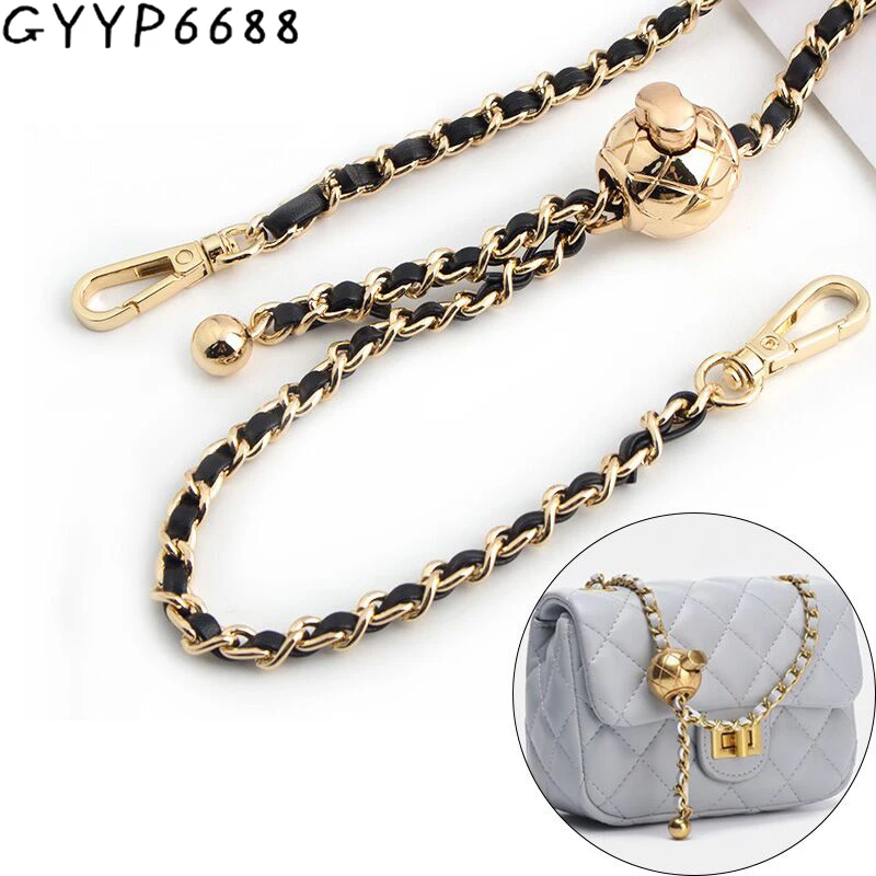 1-5PCS Gold Metal Chains For Handbags Shoulder Purse Gold Beads Round ...