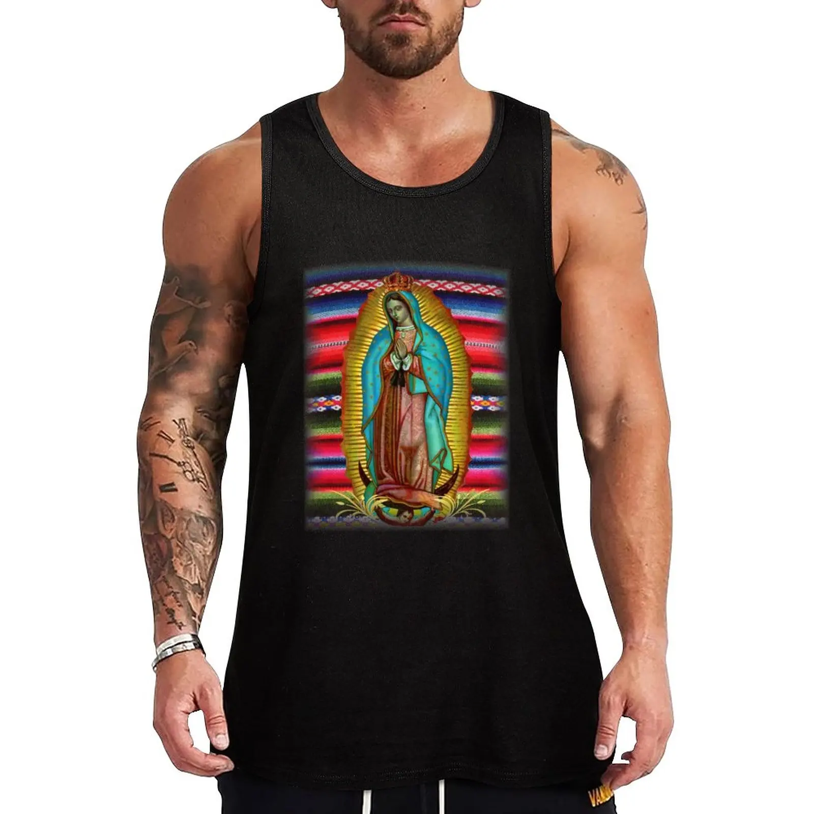 New-Our-Lady-of-Guadalupe-Virgin-Mary-Zarape-Red-Tank-Top-gym-Men-s-t ...