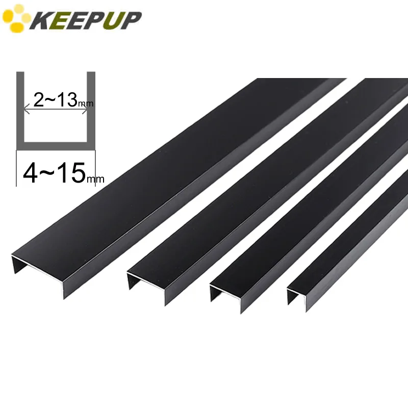 6063T5 Black U shaped channel Groove aluminum Equilateral Edging Inner ...