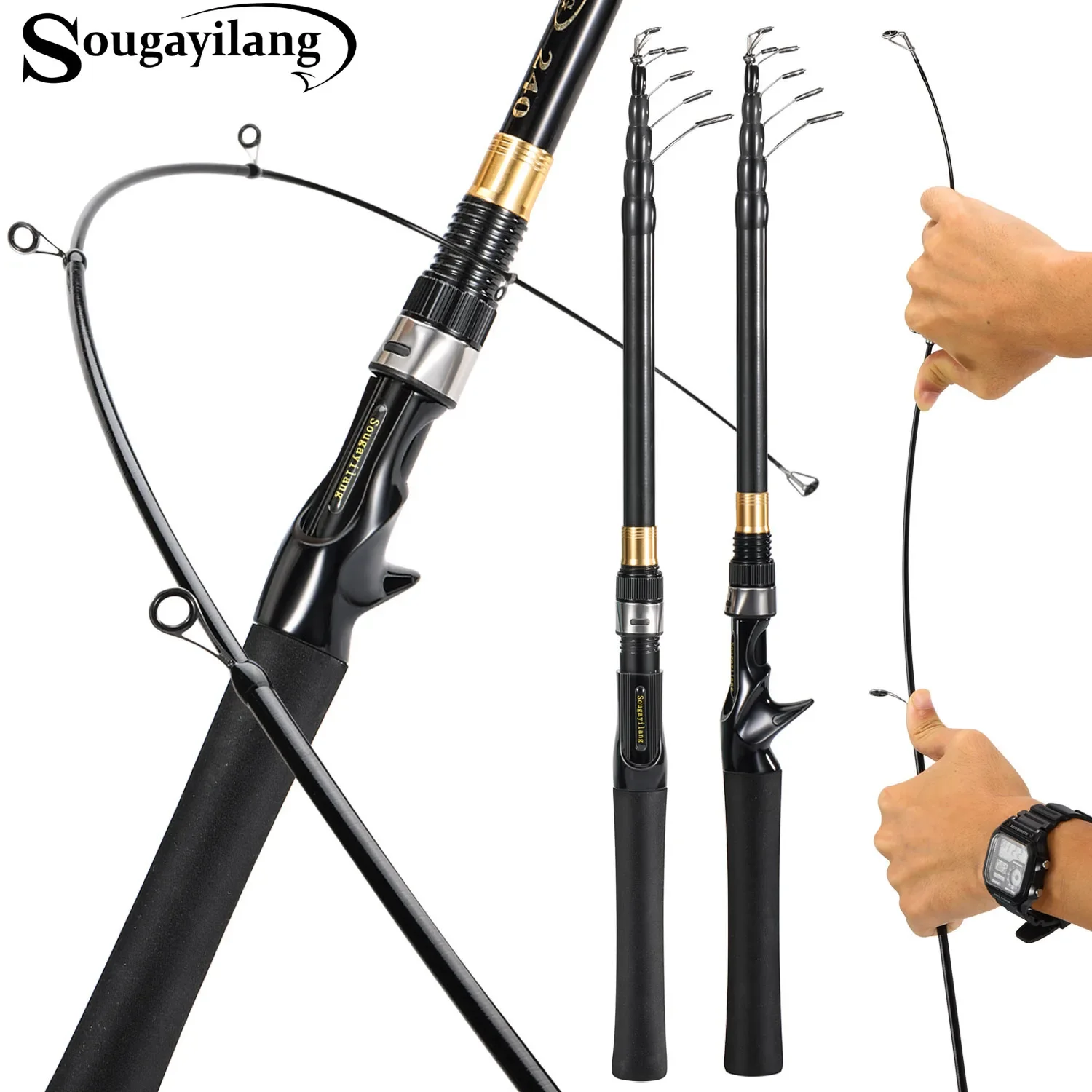 Sougayilang-Telescopic-Fishing-Rod-1-8M-2-4M-5-6-Sections-Spinning ...