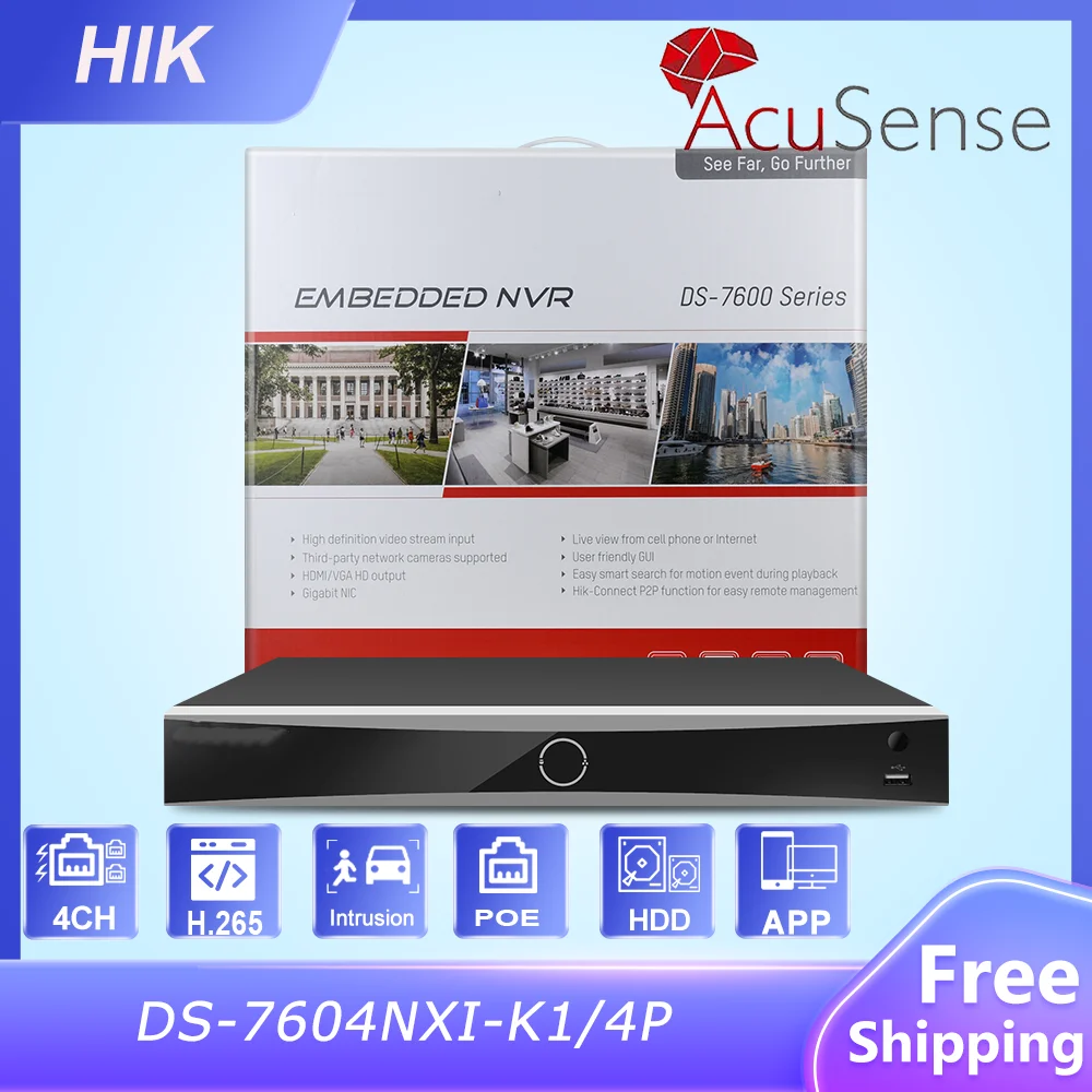 HIK 4CH PoE AcuSense 4K NVR DS-7604NXI-K1/4P H.265+ HDD CCTV Security ...