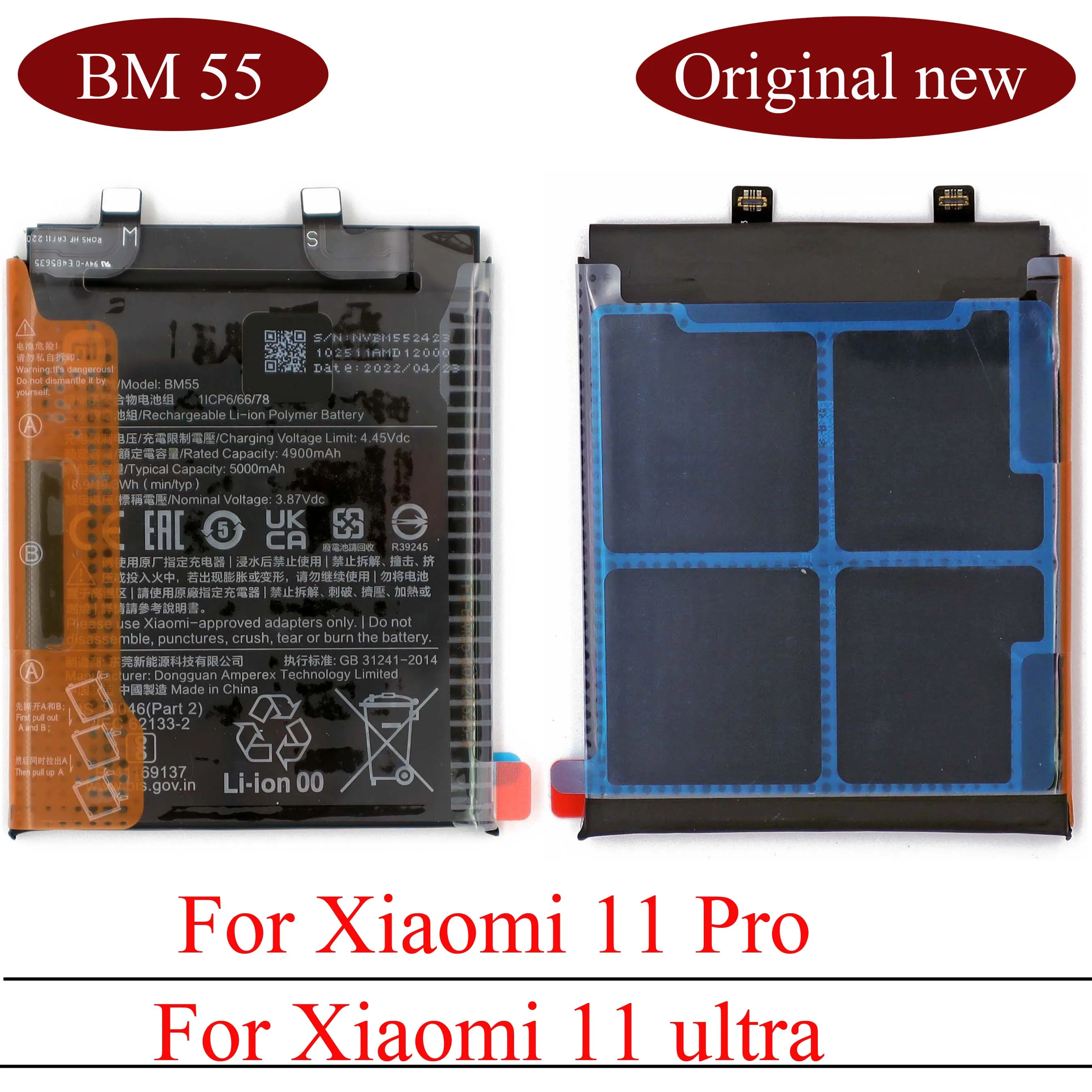 Original New BM 55 Battery for Xiaomi 11 Pro/mi 11 ultra BM55 Built in ...