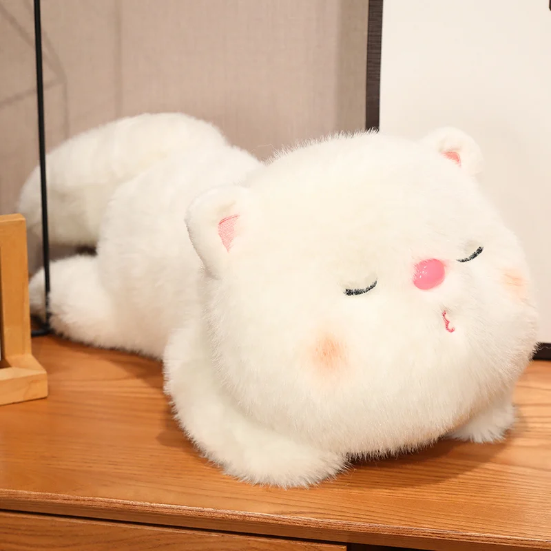 30/45/55cm Long Lying Cute Soft Stuffed Animals White Cat Dolls Pillow ...