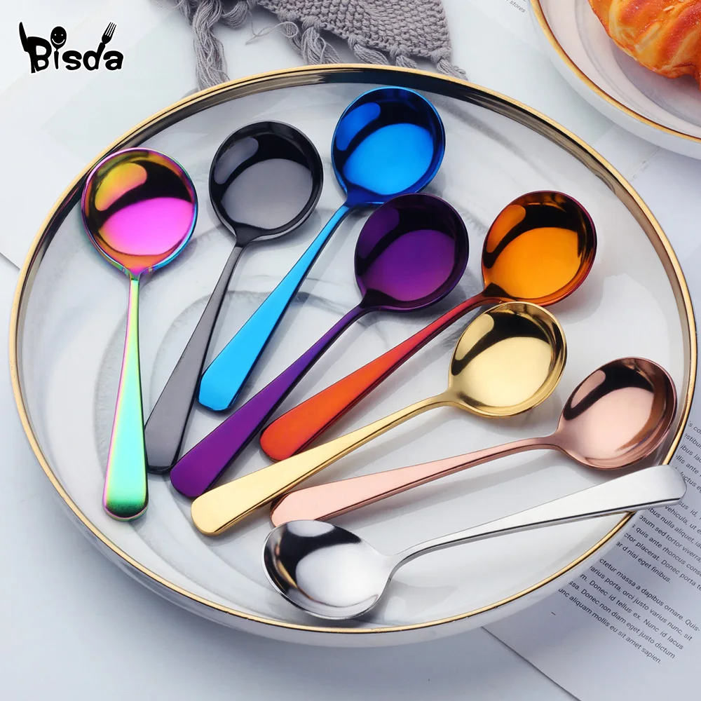 6-8-11Pcs-Stainless-Steel-Soup-Spoons-Round-Dessert-Spoon-11-Colors ...