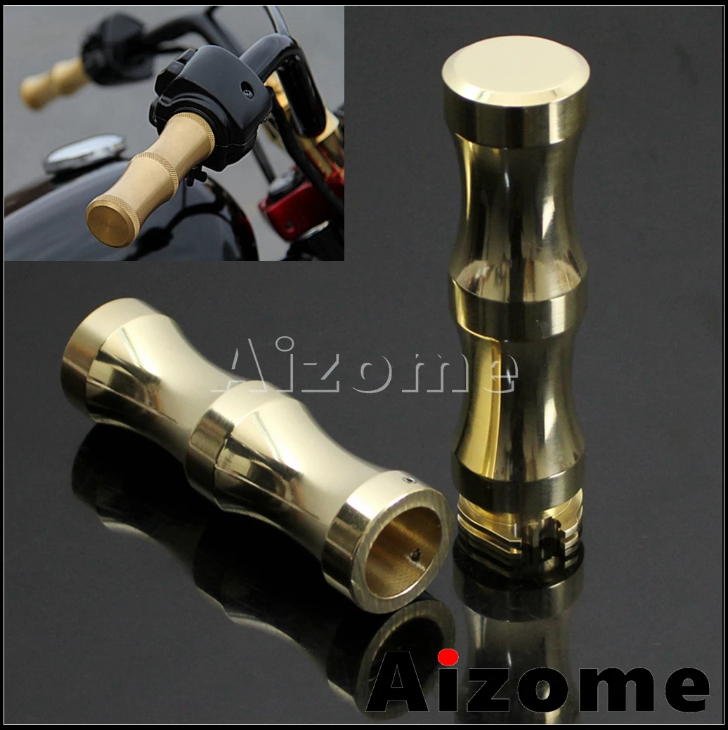 Universal-Motorcycle-1-25mm-Handle-Bar-End-Brass-Hand-Grips-Retro ...