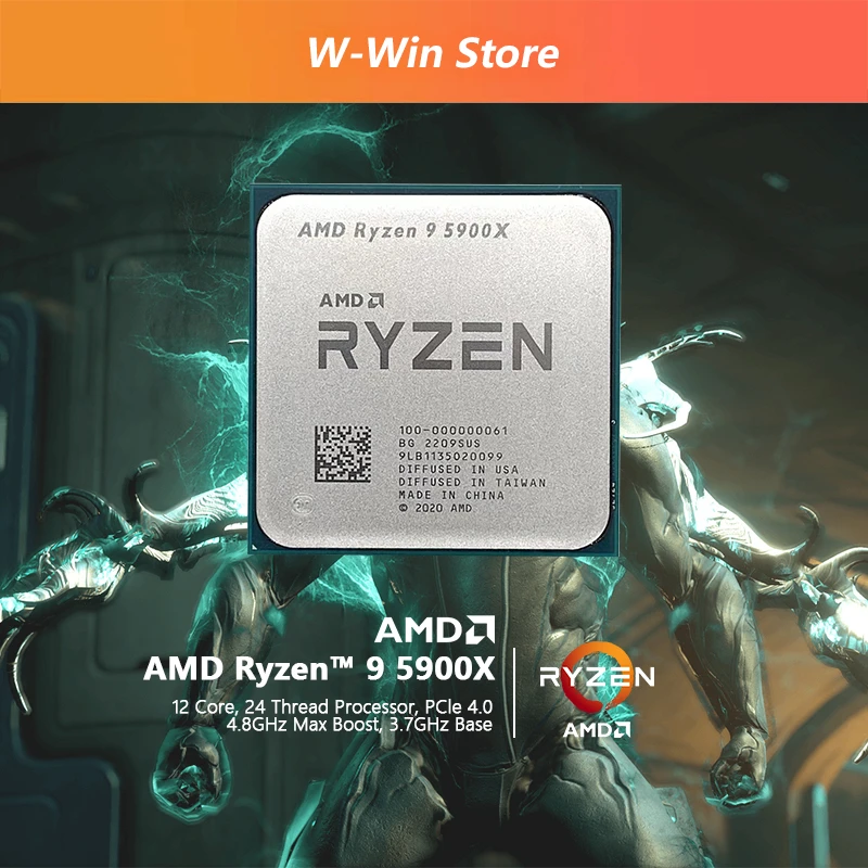 AMD Ryzen 9 5900X R9 5900X 3.7 GHz Twelve Core 24 Thread CPU Processor 7NM L3=64M 100 000000061 ...
