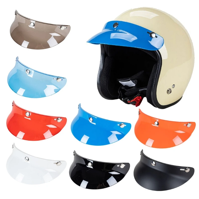 3-4-Open-Face-Helmet-Visor-Protector-3-Snap-Helmet-for-Peak-Lens ...