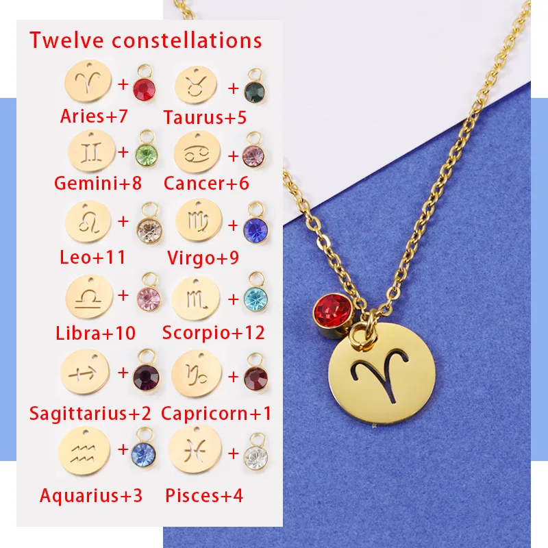 Simple and Stylish Personality Constellation Necklace Stainless Steel ...