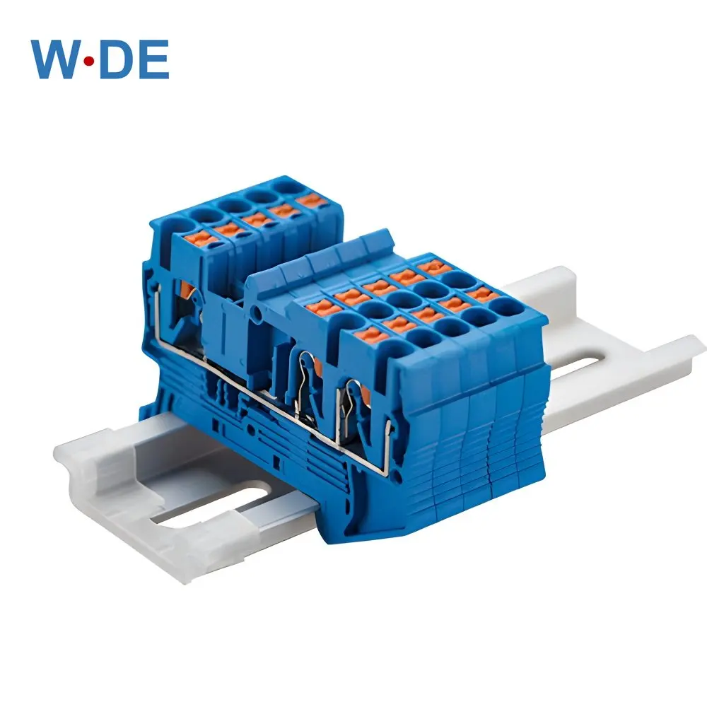 Terminal Block Din Rail Mount PT 2.5 Twin 3 Conductors Push In Spring ...