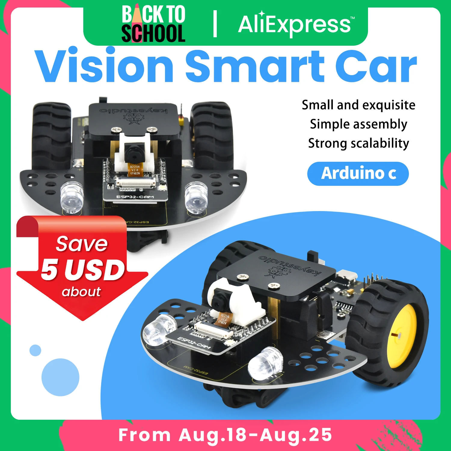 Keyestudio-ESP32-Vision-Smart-Car-For-Arduino-Robot-For-Programming ...