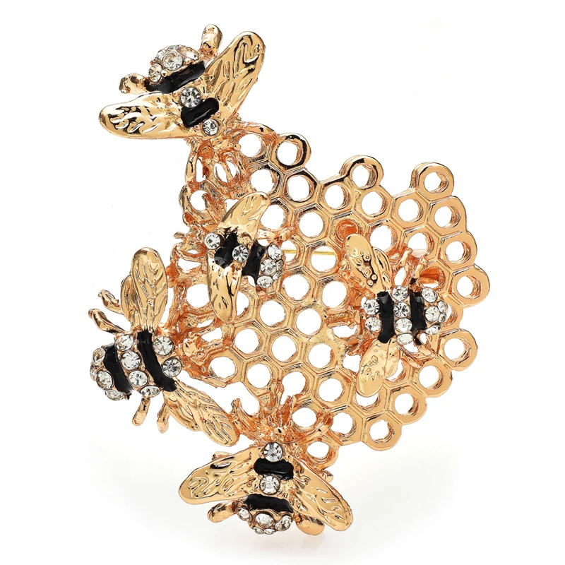Wuli-baby-Lovely-Bees-Brooches-Honey-Comb-Brooches-For-Women-Unisex ...
