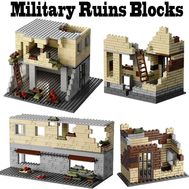 MOC-Military-Ruin-Scene-Building-Blocks-WW2-German-Base-Fortress-Army ...