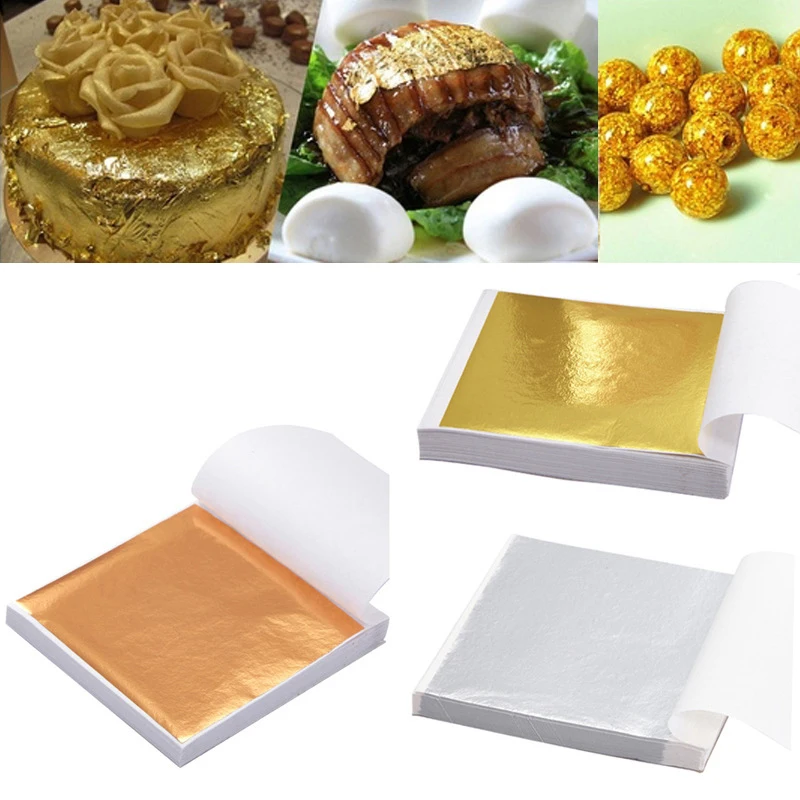 100pcs-Gold-Foil-Edible-Gold-Leaf-Sheets-For-DIY-Cake-Decoration-Arts ...