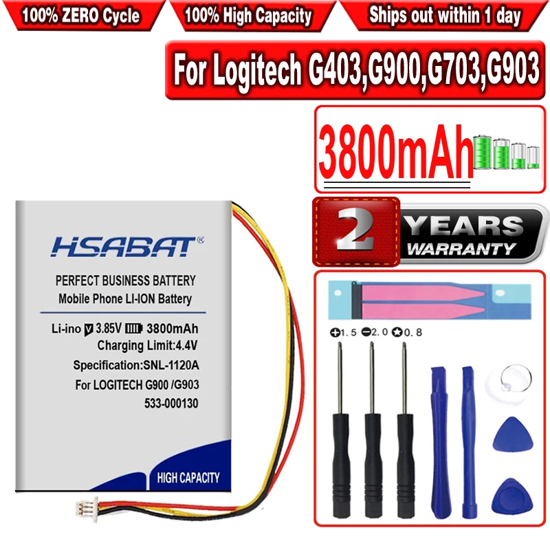 HSABAT batería de alta capacidad de 3800mAh para Logitech G903|battery ...
