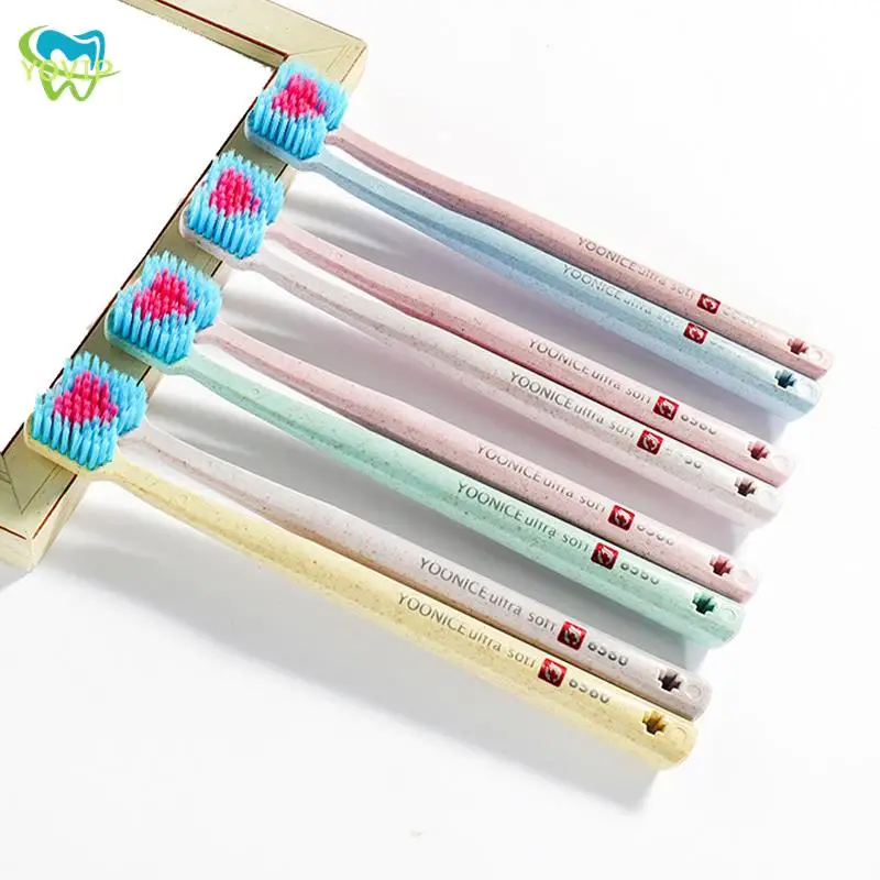 2pc-Couple-Toothbrush-Heart-Brush-Teeth-Soft-bristle-Toothbrush-Adults ...