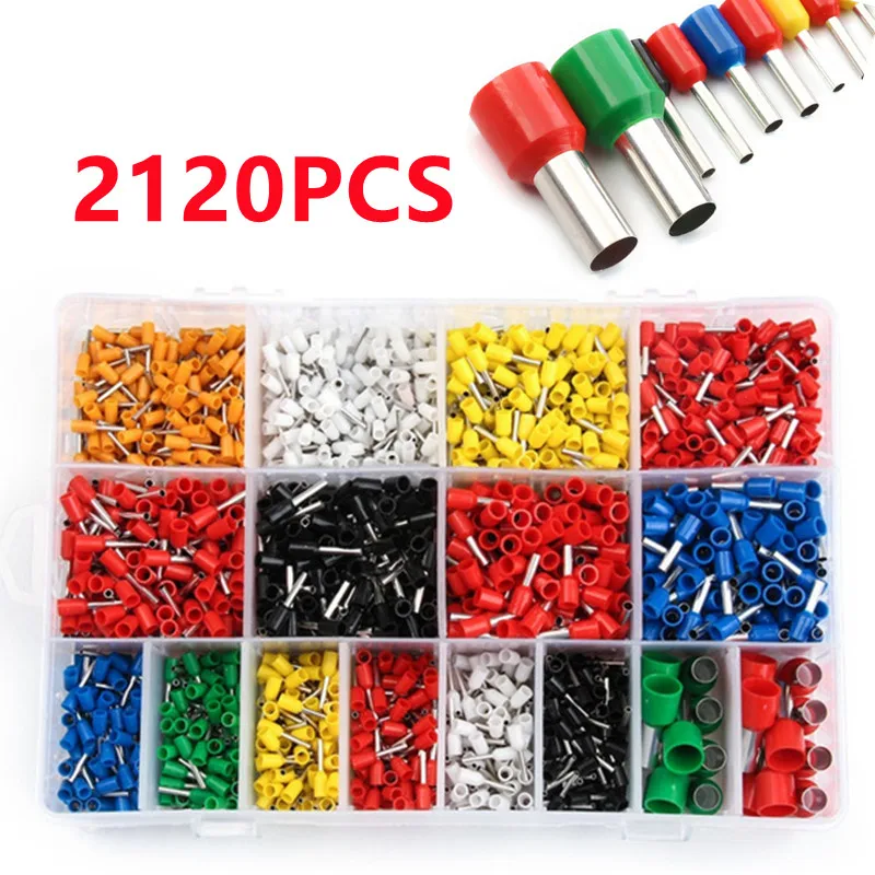 400-2120 Pcs Insulated Cord Pin End Terminal Bootlace Ferrules Kit ...